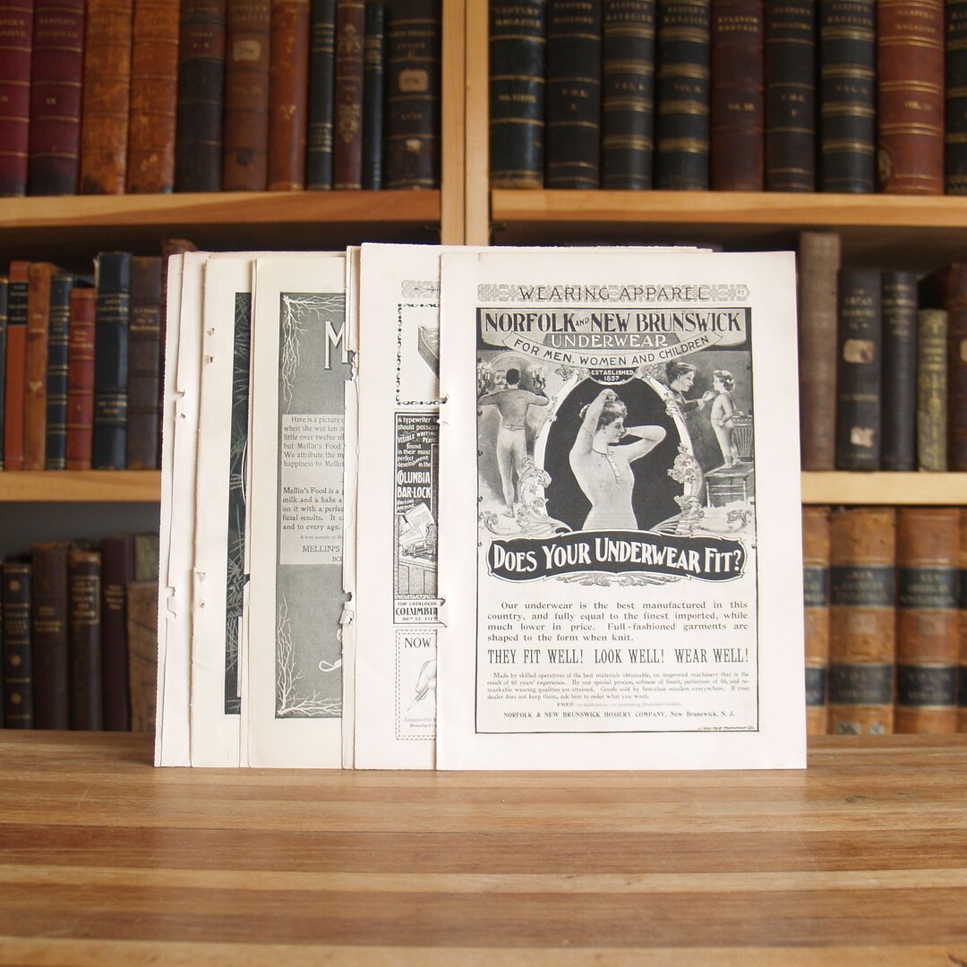 Collection of 12 Pages of Antique Advertisements From 1900s Magazines ...