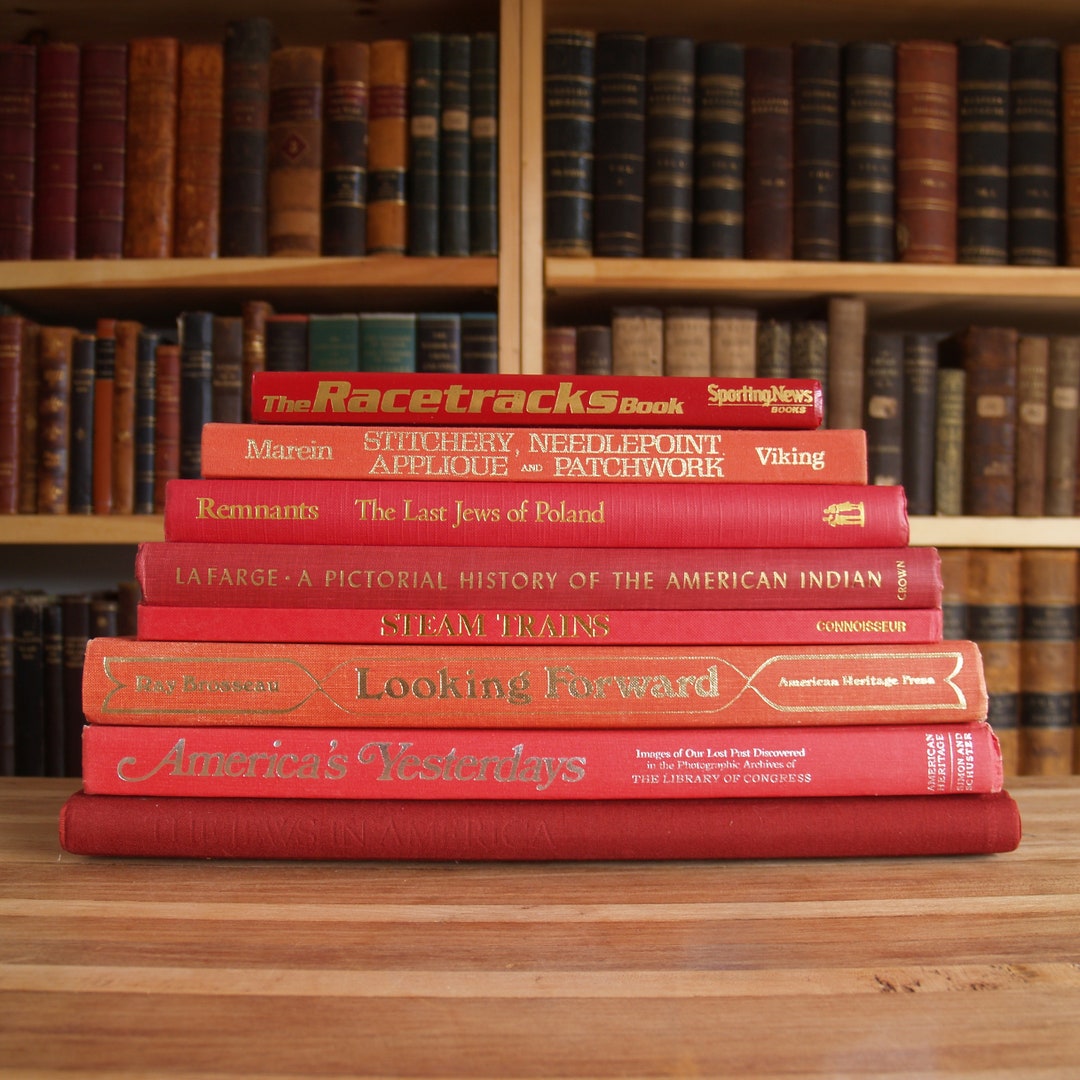 Collection of Eight Large Hardcover Books in Red Bindings - Free US ...