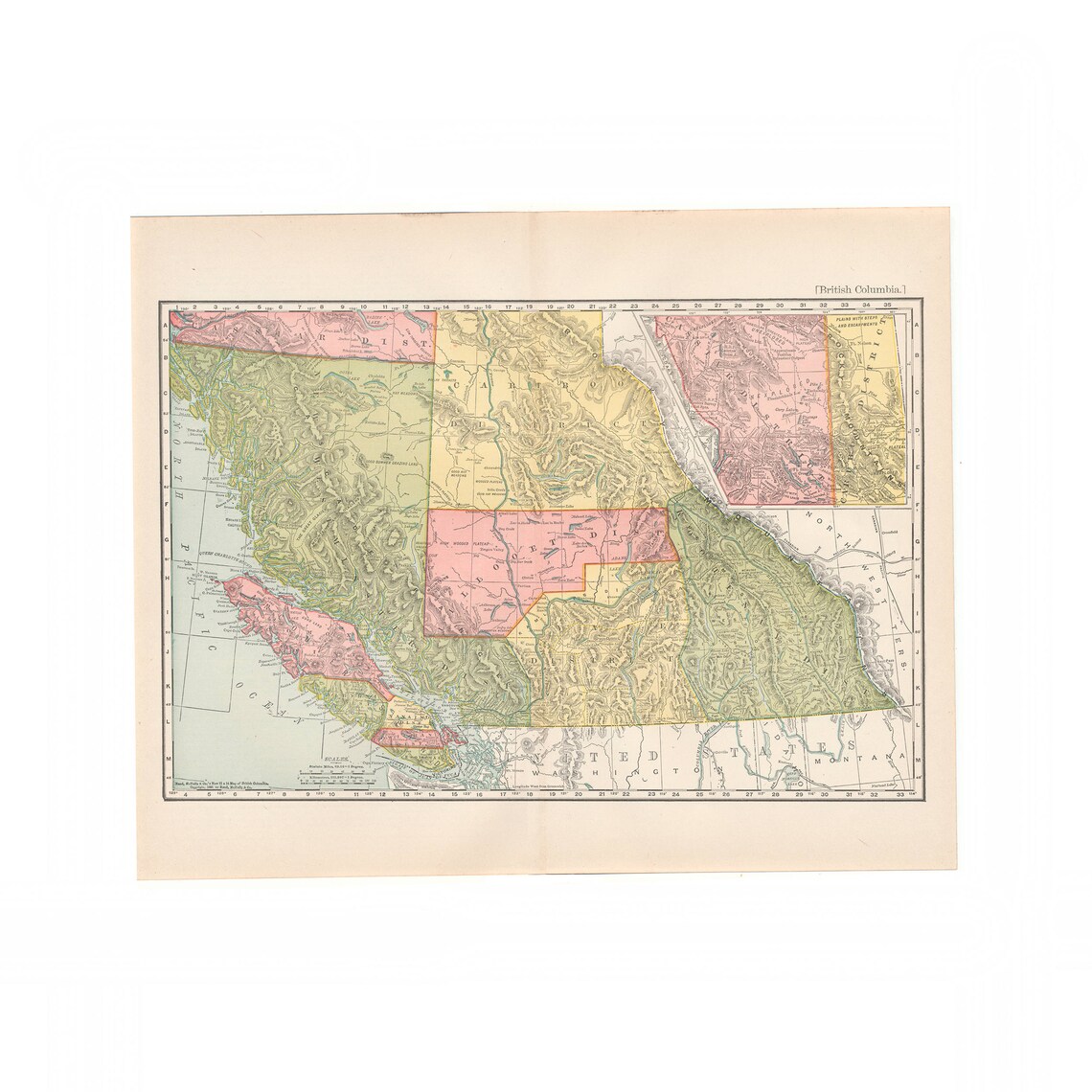 Antique Map of British Columbia, Canada From the 1898 Home Reference ...