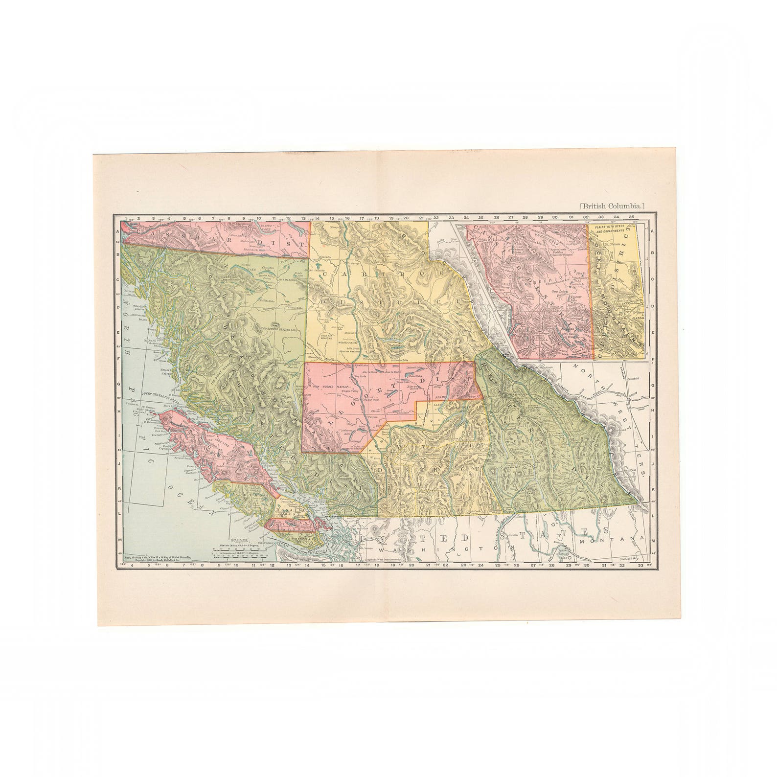 Antique Map of British Columbia, Canada From the 1898 Home Reference ...
