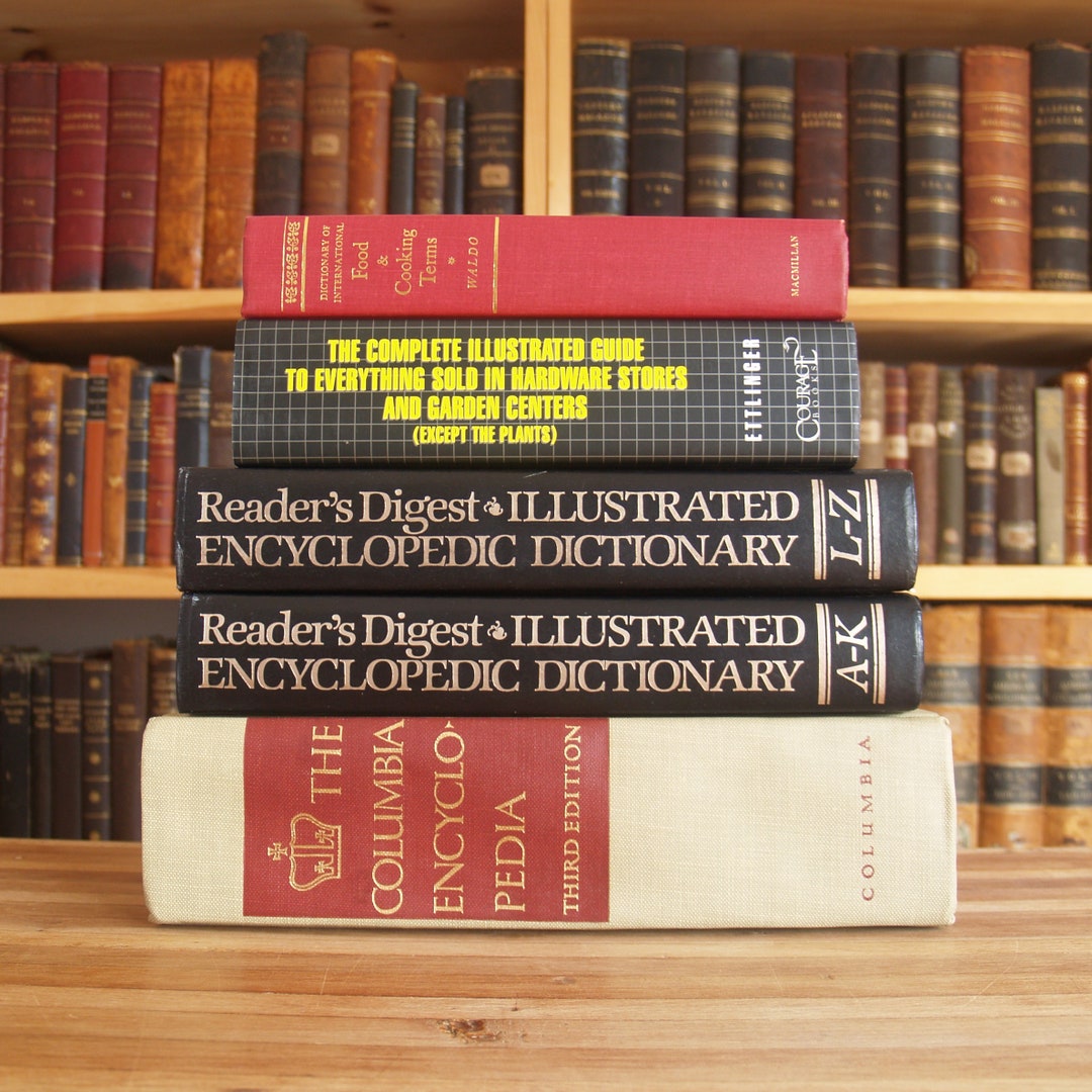Five Large Hardcover Reference Books, Dictionary, Encyclopedia, Etc ...