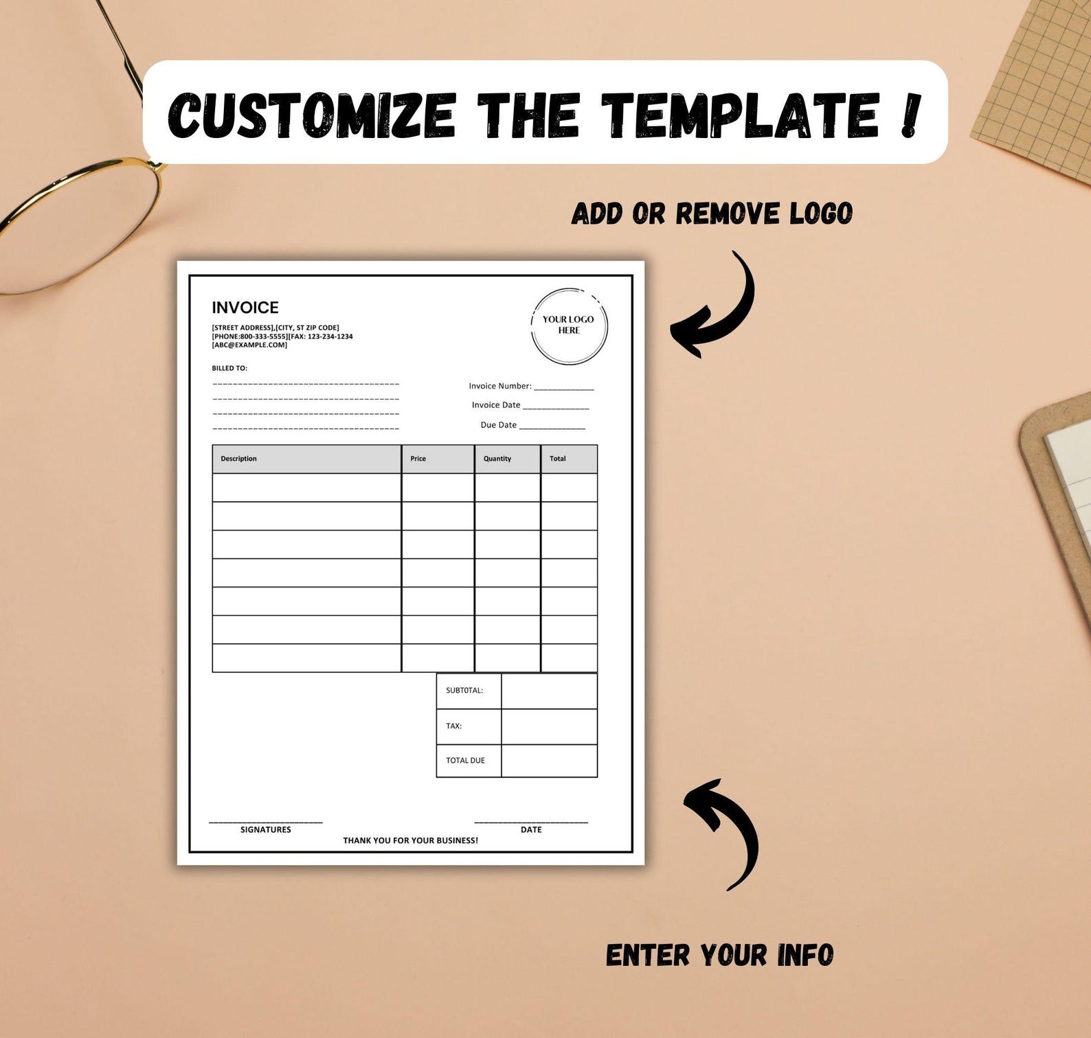 Simple Invoice Template Invoice Editable Template Business Invoice ...