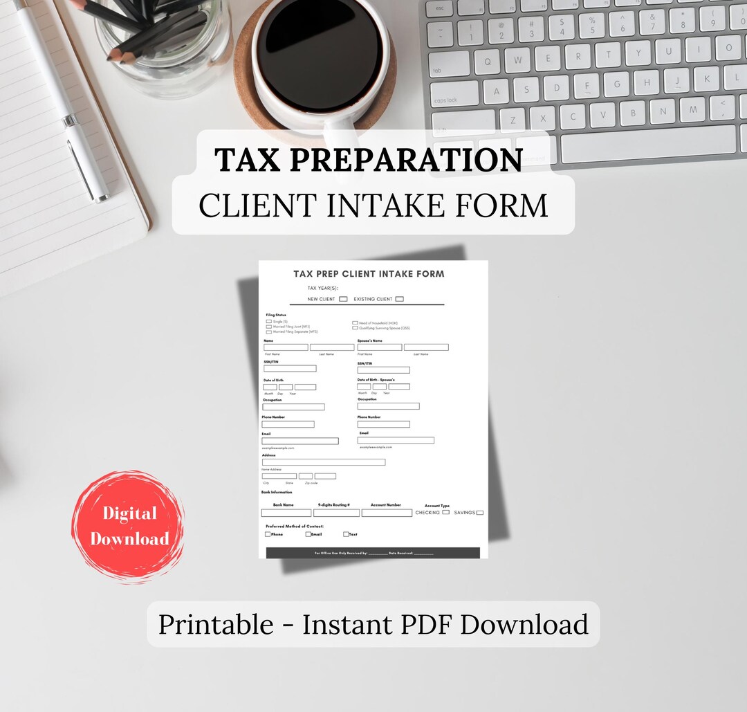 Tax Prep Client Intake Form | Tax Season | Editable PDF | Digital ...