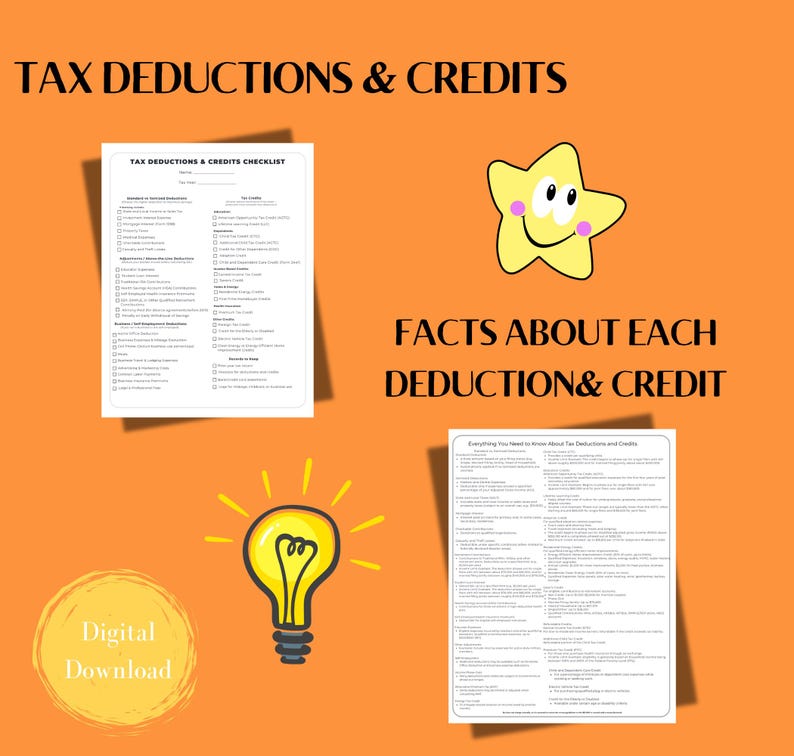 Tax Deduction & Credit Checklist | Printable Tax Deduction Checklist ...