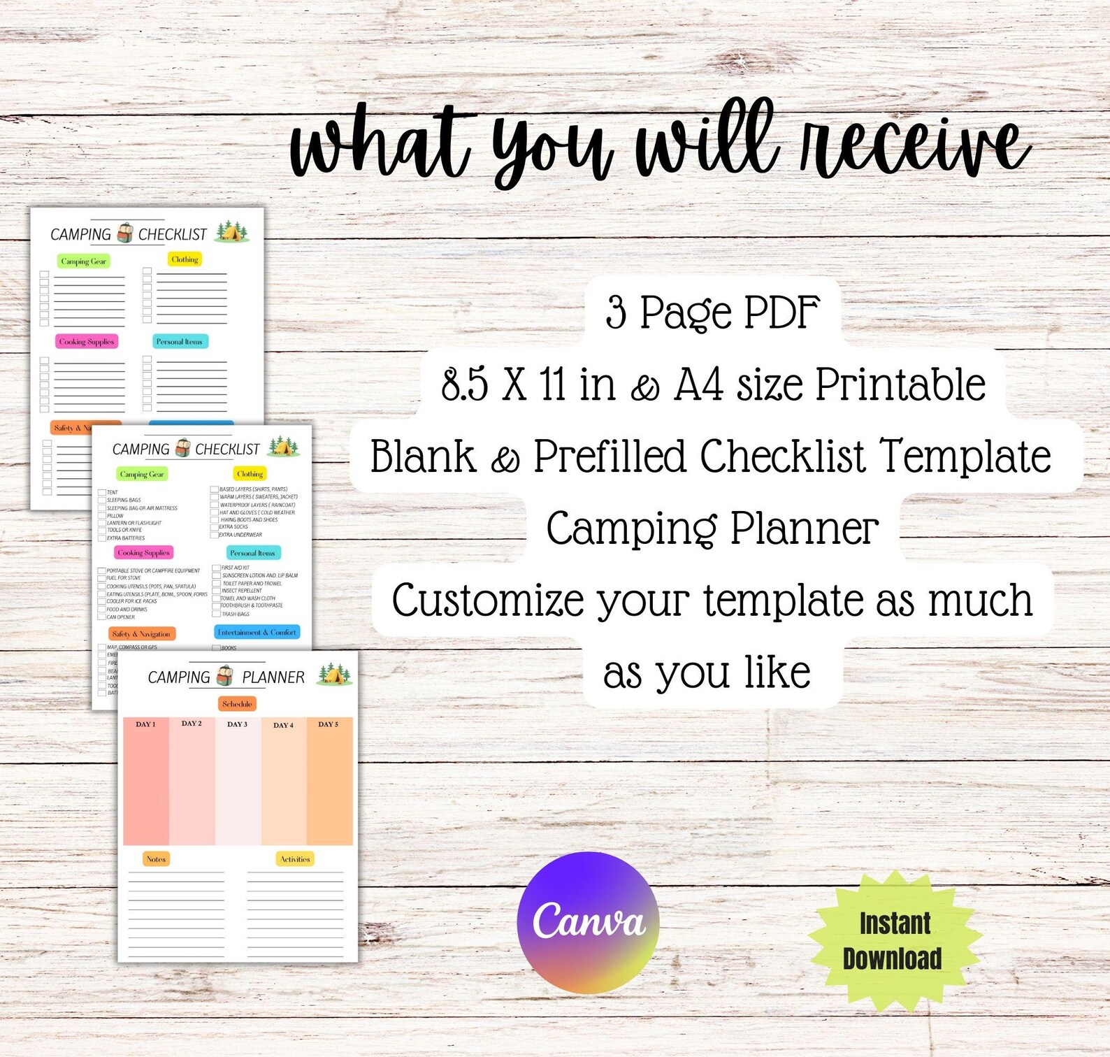 Camping Checklist, Printable Camping Checklist, Editable Camping ...