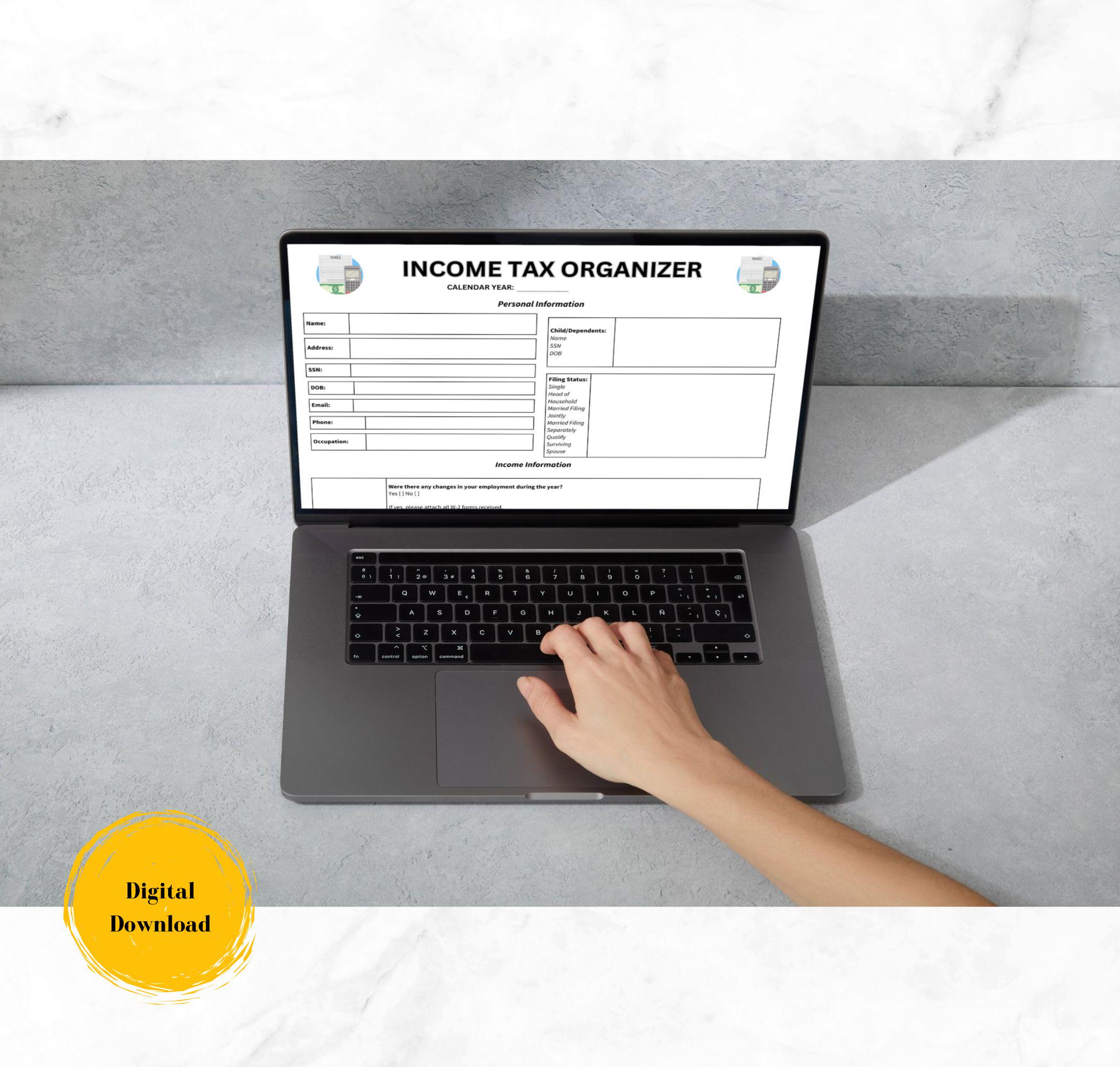 Income Tax Organizer | Printable PDF | Tax Season | Tax Preparation ...