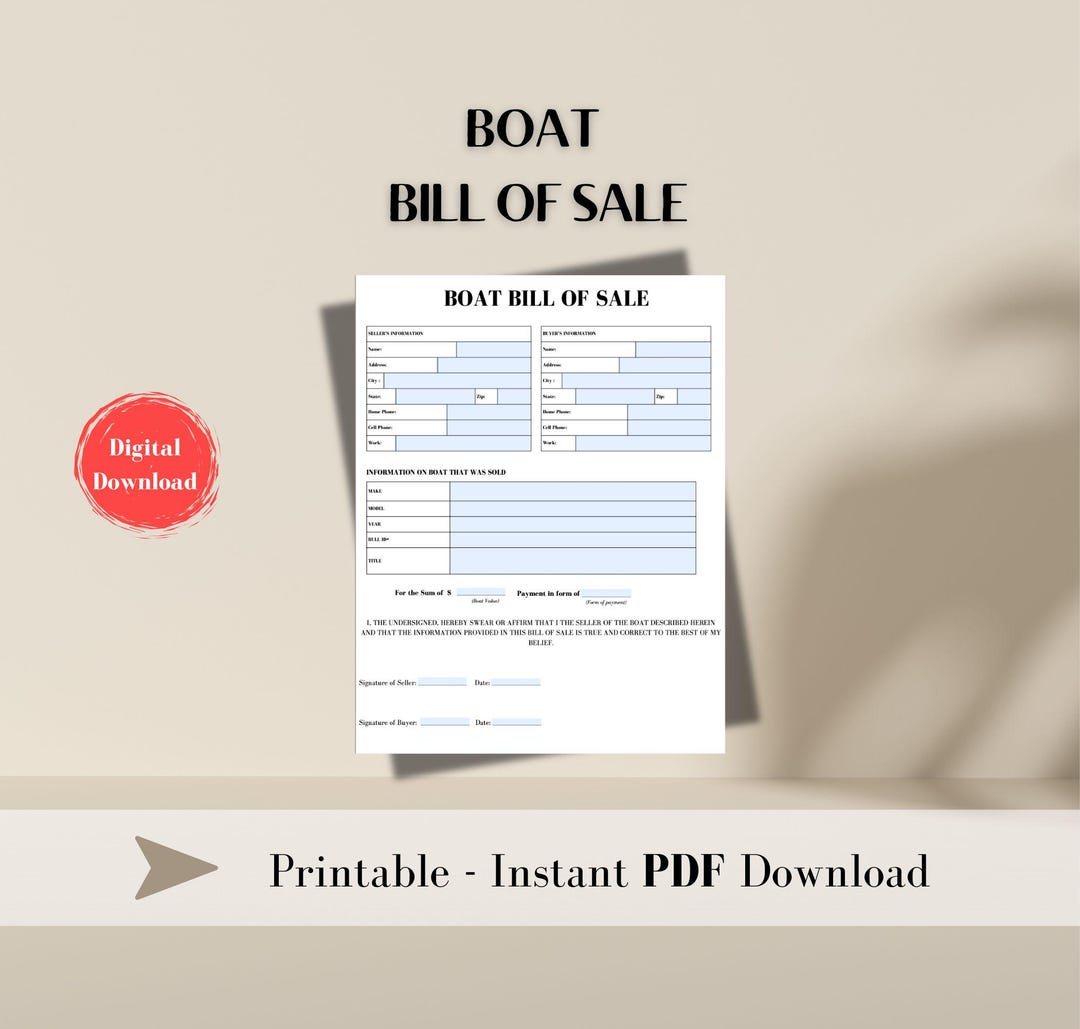 Boat Bill of Sale Template | Boat Bill of Sale Form| Boat Sales ...