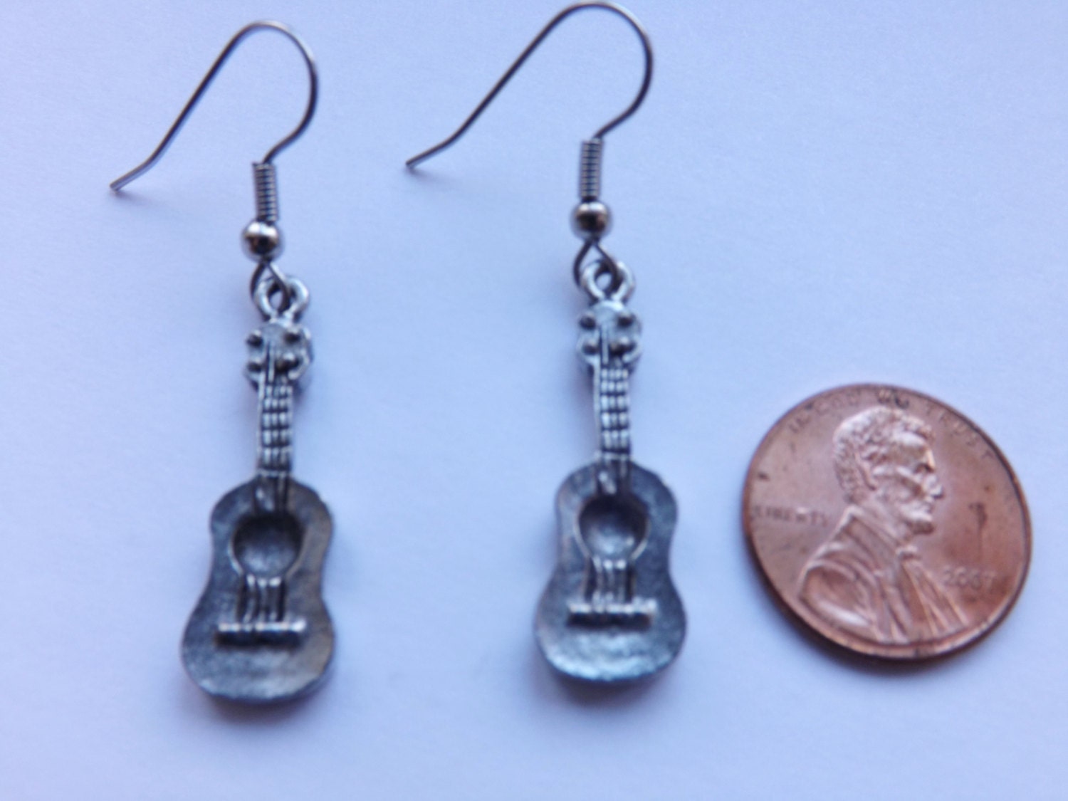 Ukulele Charm Earrings Silver Pewter Charms Surgical Steel - Etsy
