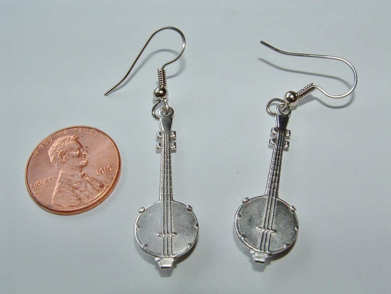 Banjo Charm Earrings silver plated charms on surgical steel - Etsy España