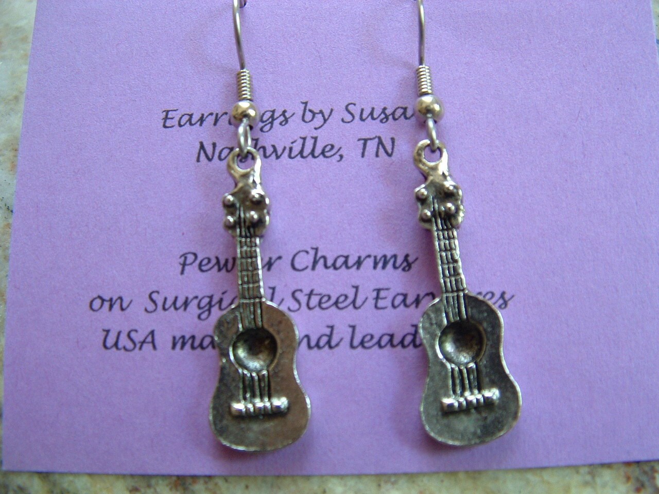 Ukulele Charm Earrings Silver Pewter Charms Surgical Steel - Etsy
