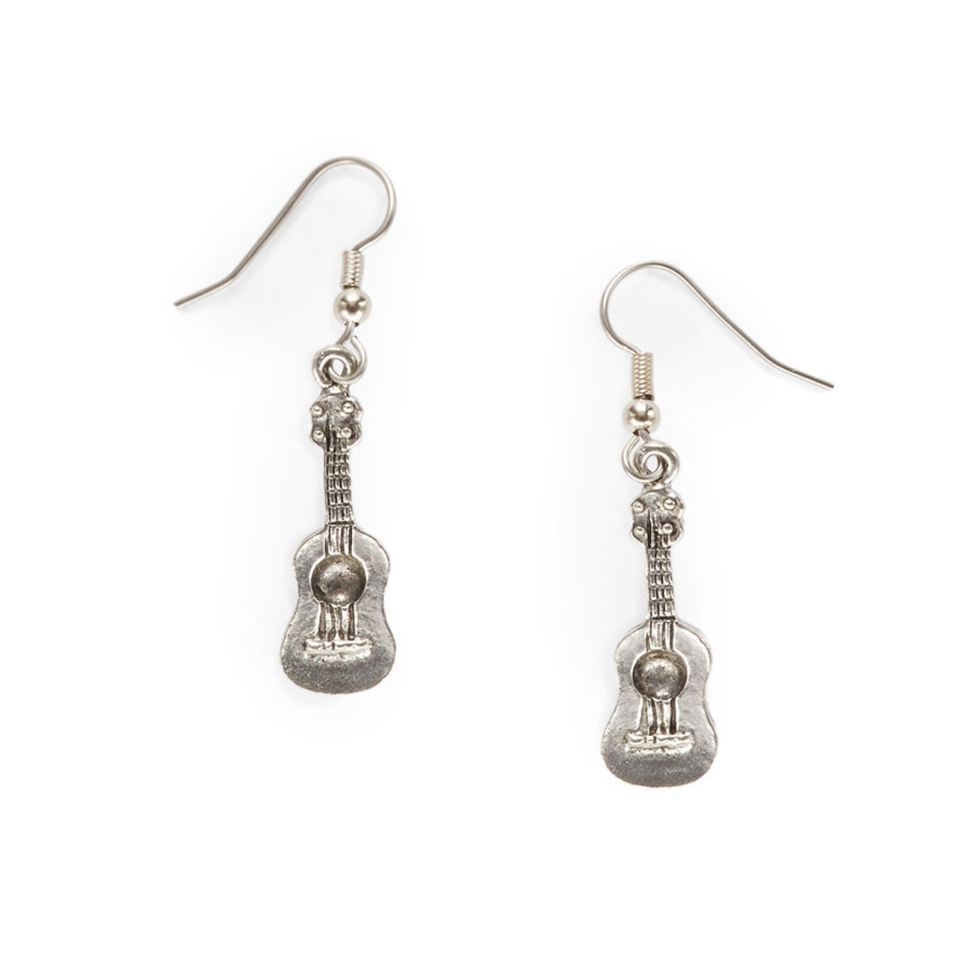 Ukulele Charm Earrings Silver Pewter Charms Surgical Steel Earwires Usa ...