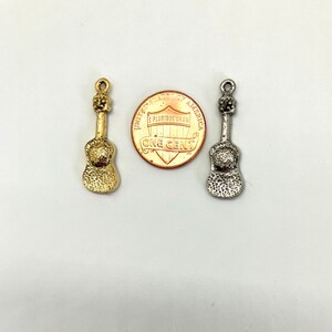 Ukulele Charm Necklace Silver Pewter Black Leather or Aluminum Chain ...