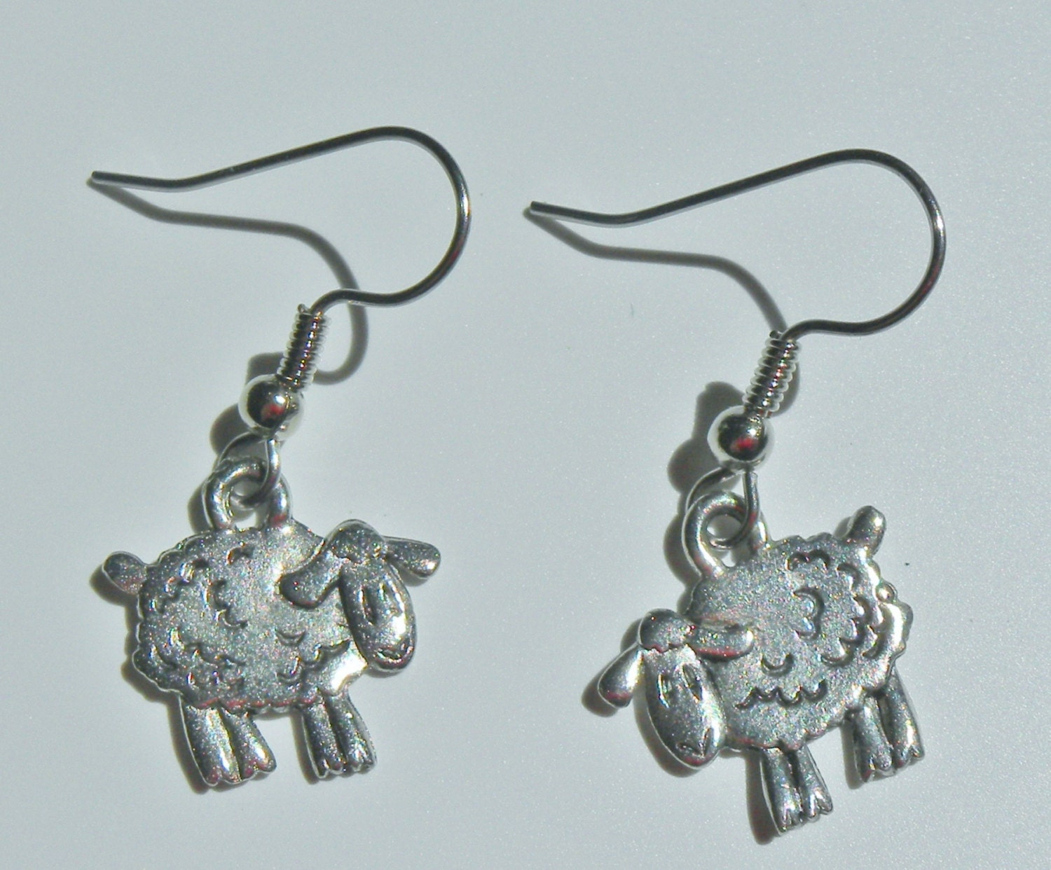 Sheep Charm Earrings Silver Pewter Charms Made in USA Knitting - Etsy