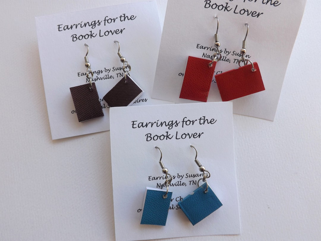 Book Charm Earrings Paper Real Miniature Books - Etsy