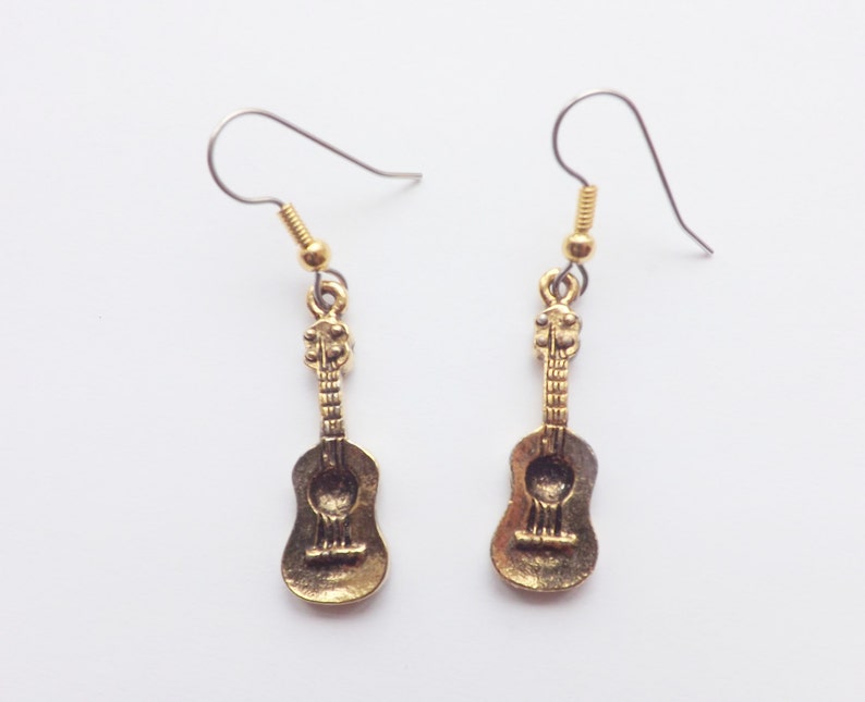 Ukulele Charm Earrings Gold Pewter Charms Dangle Usa-made - Etsy