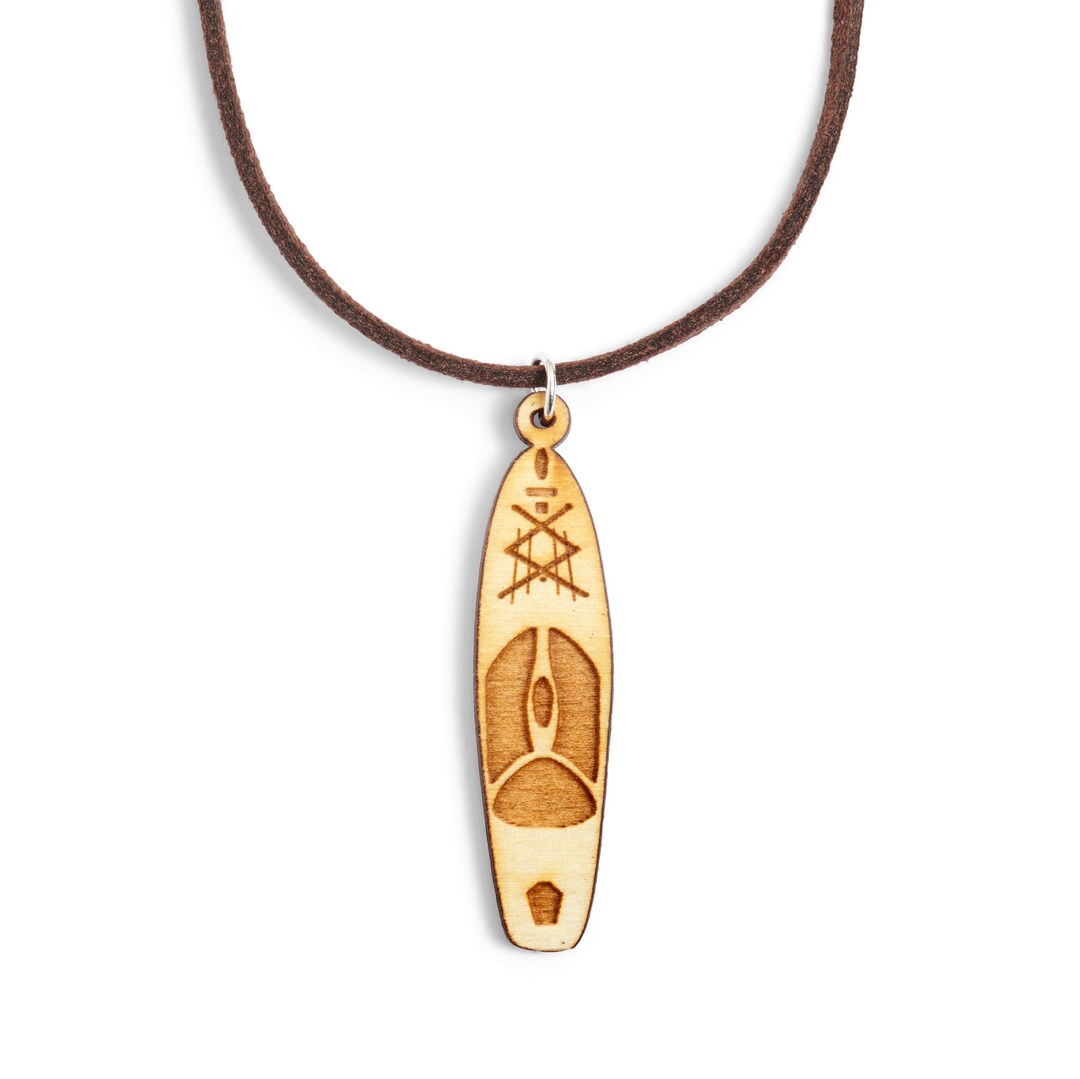 Paddleboard Necklace SUP Paddle Board Charm Pendant Wooden Wood Two ...