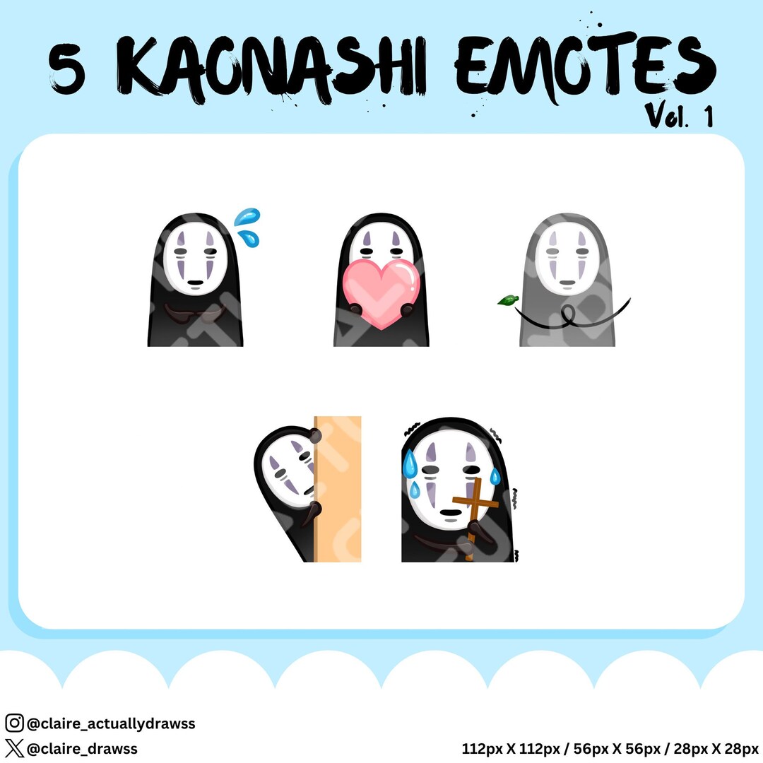 5 Kaonashi / No Face Emotes Vol. 1 | Cute Adorable Anime Ready to Use ...