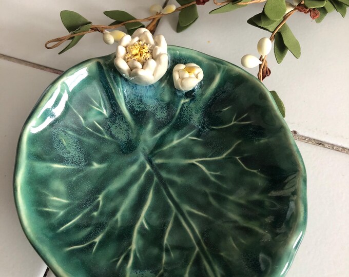 Lily Pad Dish With Flowers - Etsy