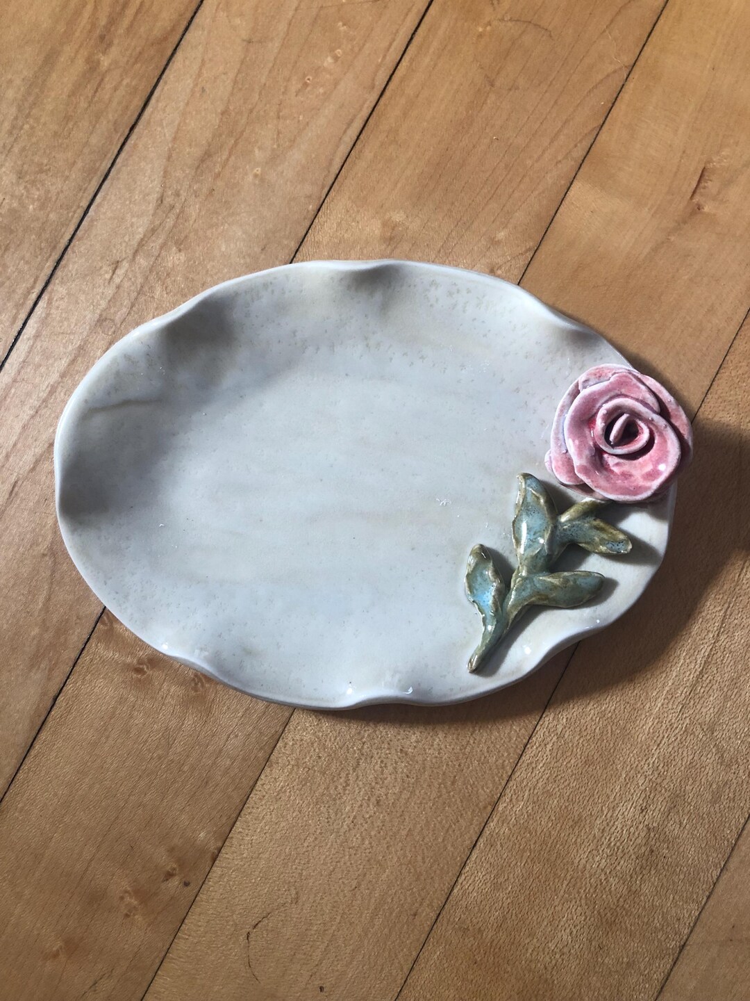 Fluted Oval Dish With Sculpted Rose - Etsy