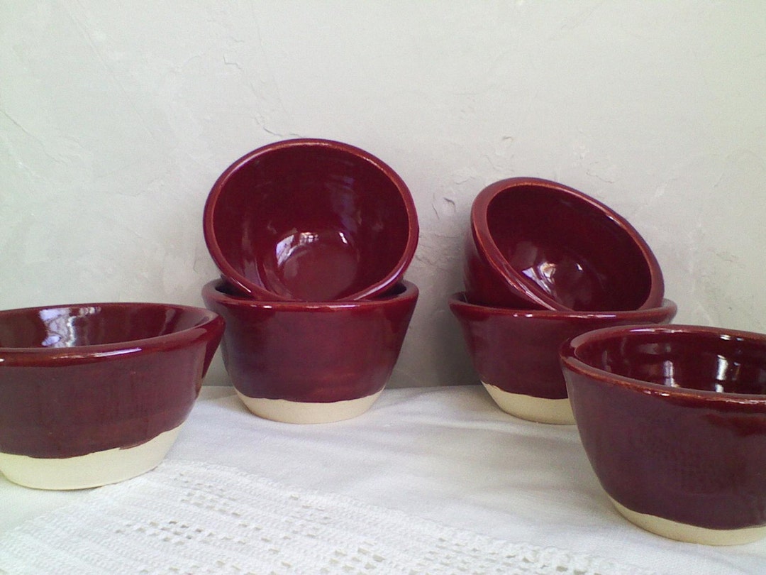 Set of Six Ruby Red Bowls - Etsy
