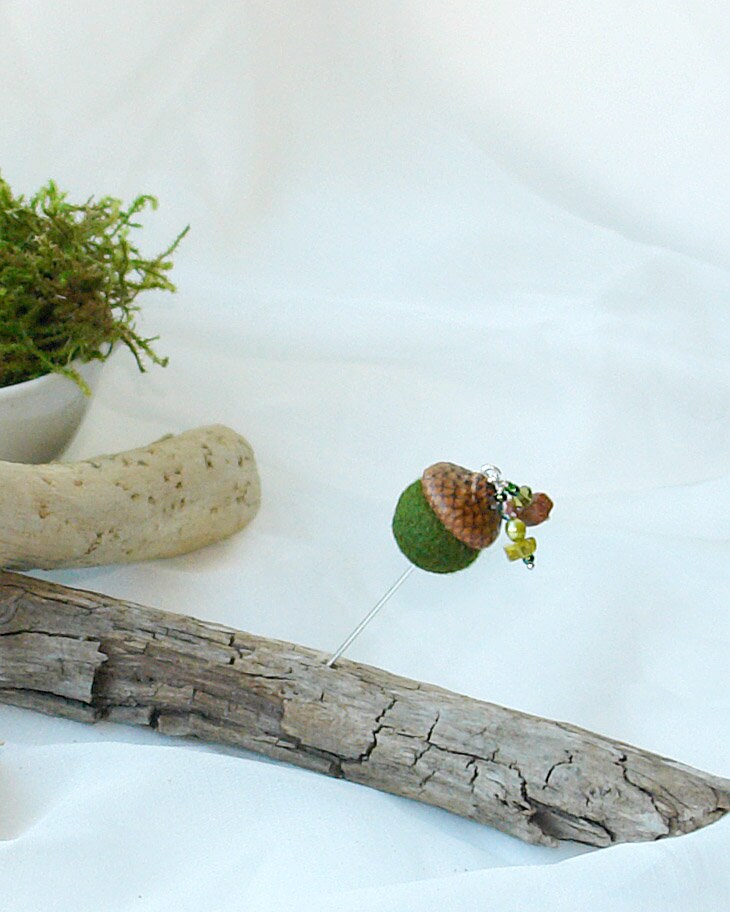 Acorn Pin Felt Moss Green Acorn Brooch Boutonniere Natural - Etsy
