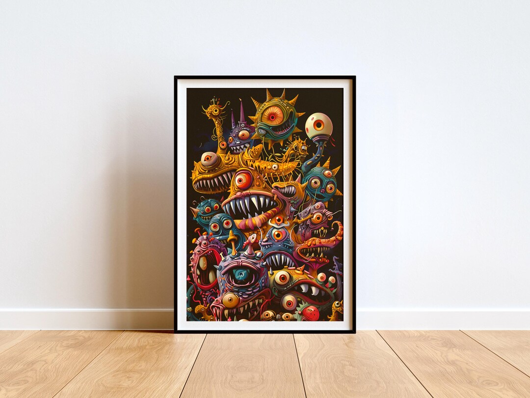Creepy Colorful Monster Poster - Museum-grade Paper With Matte Finish ...
