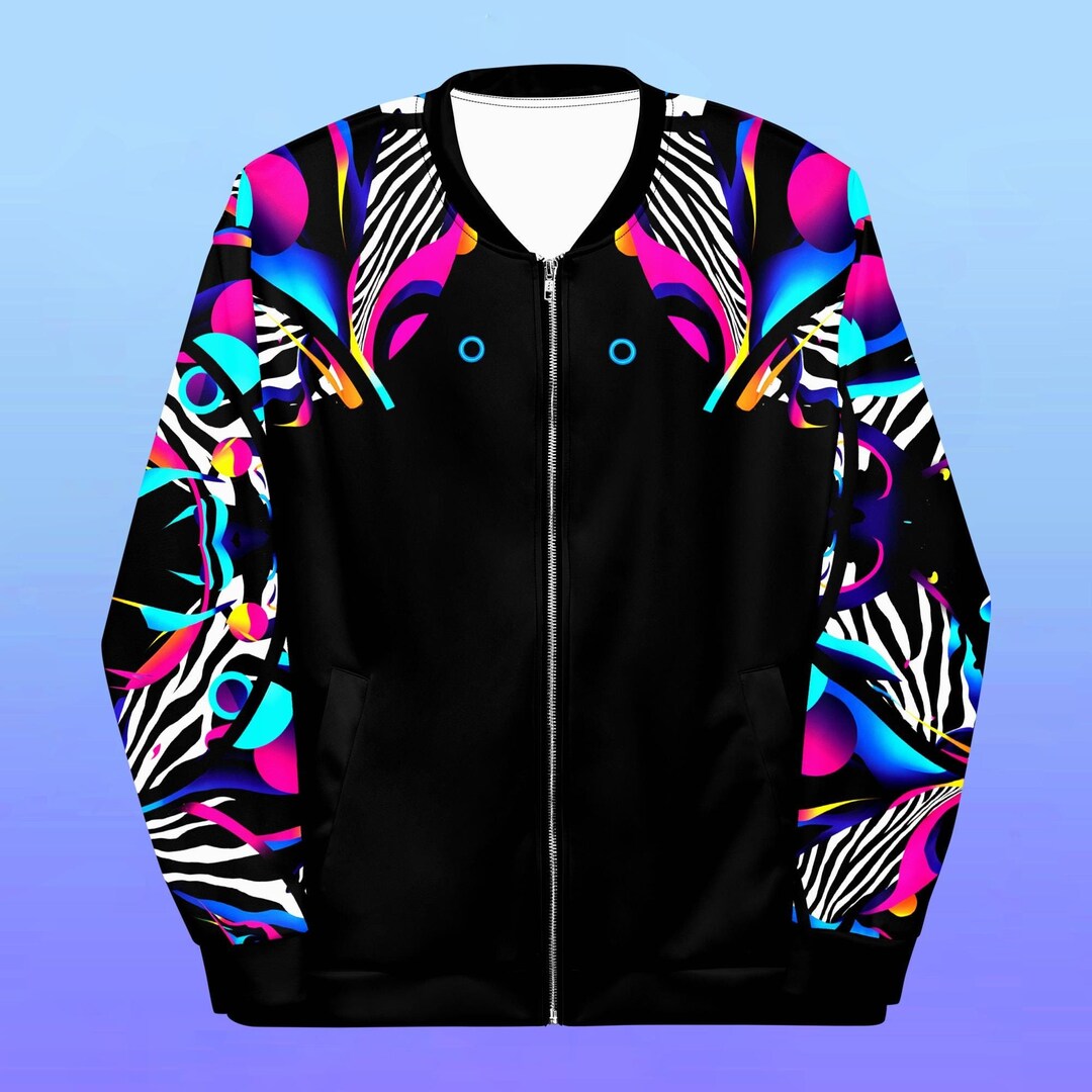 Retrowave Bomber Jacket Abstract Neon All-over Print Unisex Coat, 80s ...