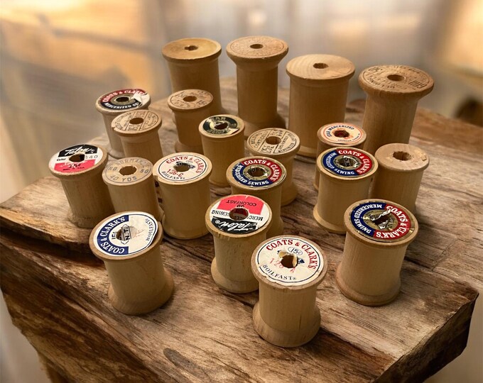 Lot of 17 Vintage Wooden Thread Spools - Etsy