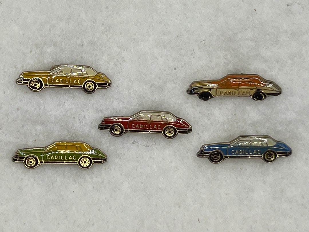 5 Vintage Different Color Cadillac Lapel Pins, Enamel Pins, Car Tie ...