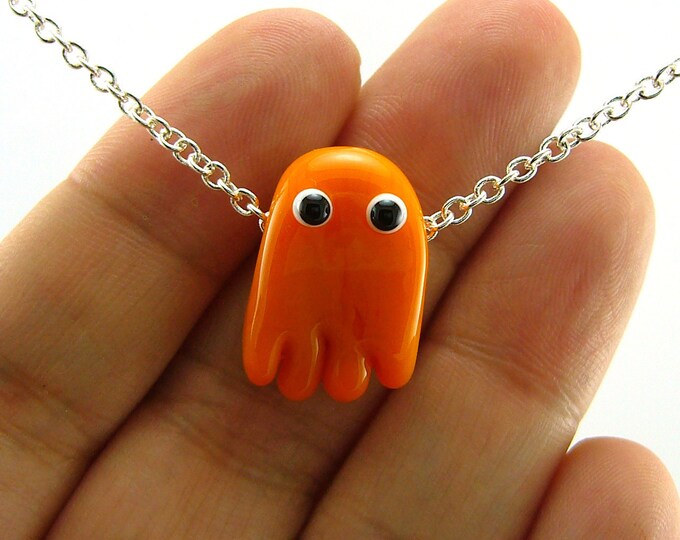 Orange Ghost Lampworked Glass Bead Necklace - Etsy
