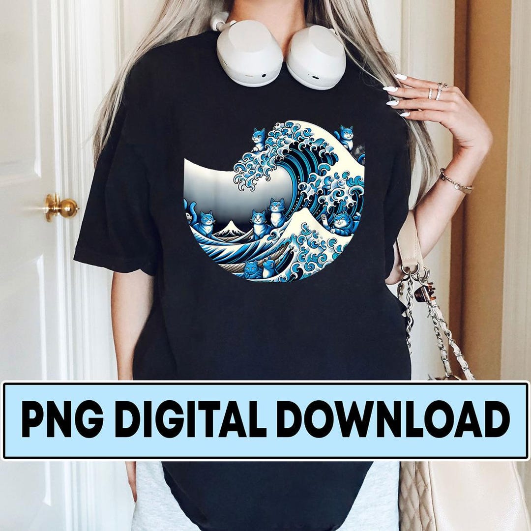 Blue Wave Cat for Kamala Png, Trendy Cat Wave Png, Kamala Cat Ladies ...