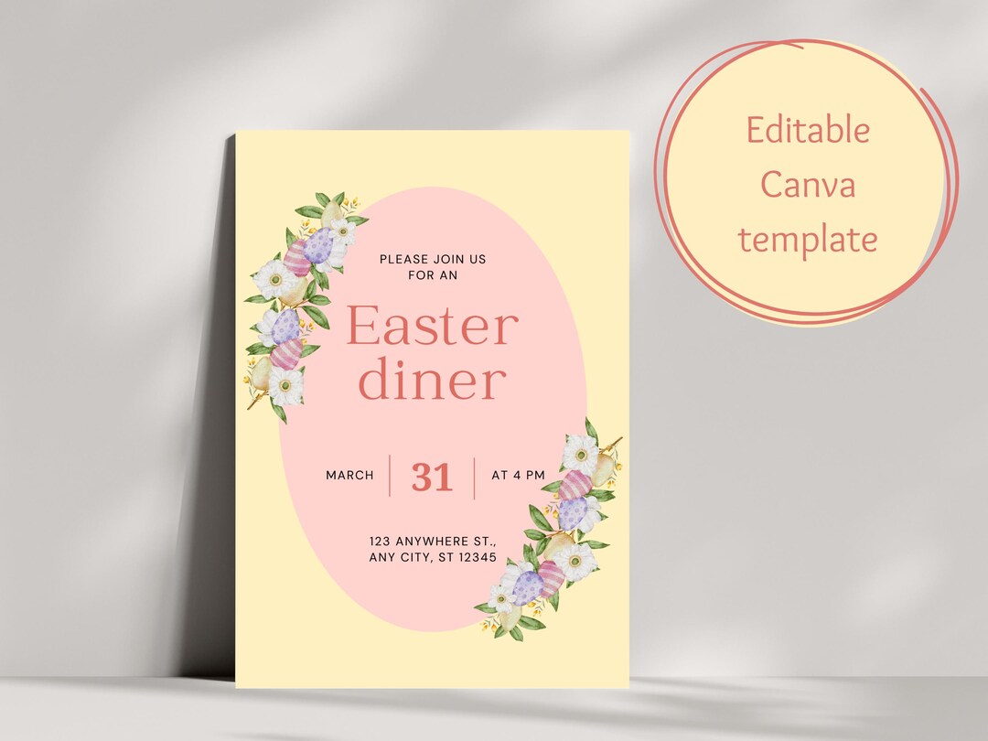 Easter Dinner Invitation | Editable Easter Party Invite | Digital ...