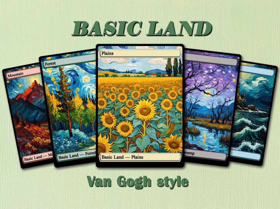 Basic Lands Van Gogh Style - Custom Cards Full Art, Basic Land Proxies ...