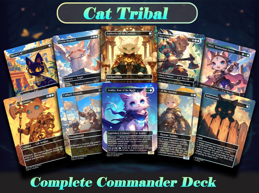 Arahbo Cat Tribal EDH Proxy Deck | Anime Custom Art, Foil Options ...