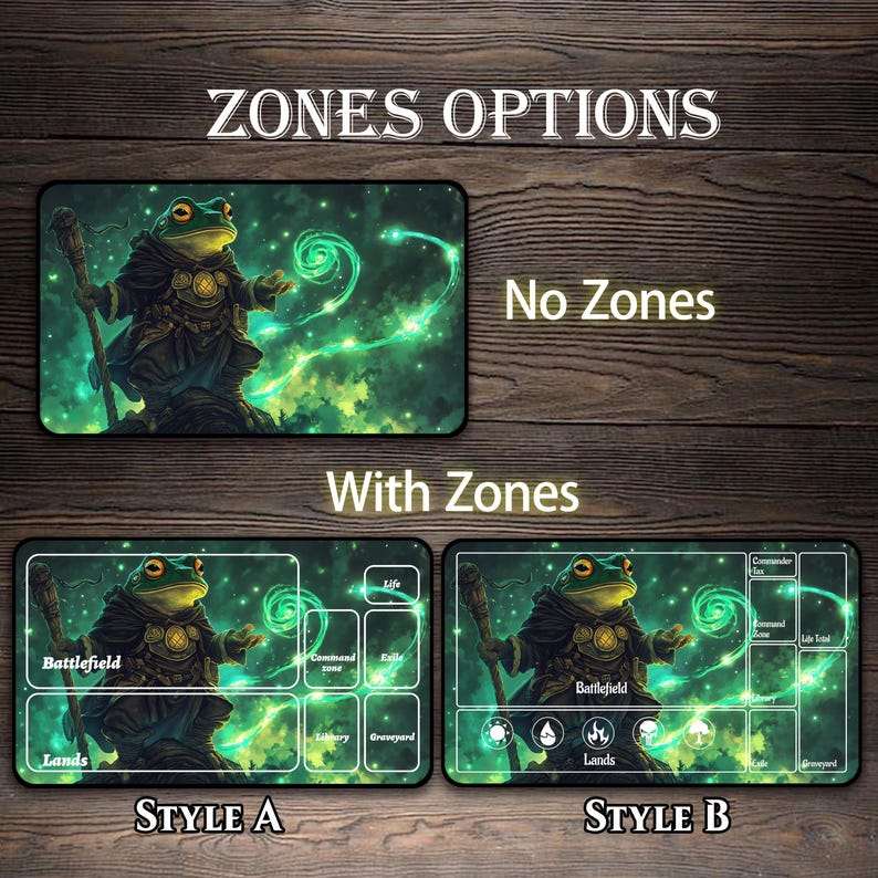 MTG Playmat, Frog Wizard Custom Play Mat, TCG Playmat With Zones - 24 ...