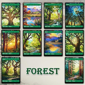 50 MTG Basic Land Proxy Bundle, Stained Glass Style MTG Proxy Basics, Mtg Swamp, Mtg Island ...