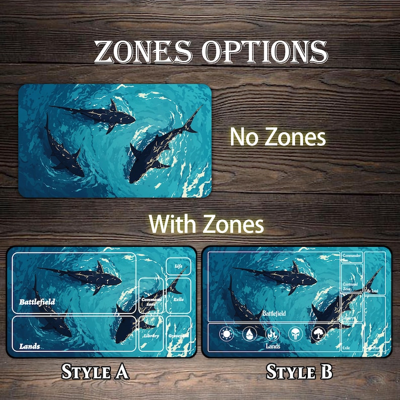 MTG Playmat, Ocean Sharks Custom Play Mat, TCG Playmat With Zones - 24 ...