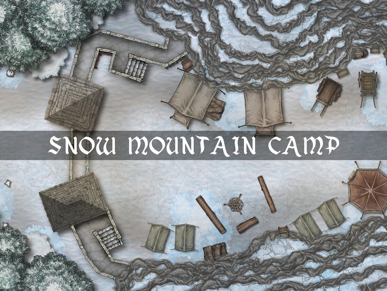 Snowy Mountain Camp Battlemap Dnd Battle Map, VTT, D&D, 5e, Roll20 ...
