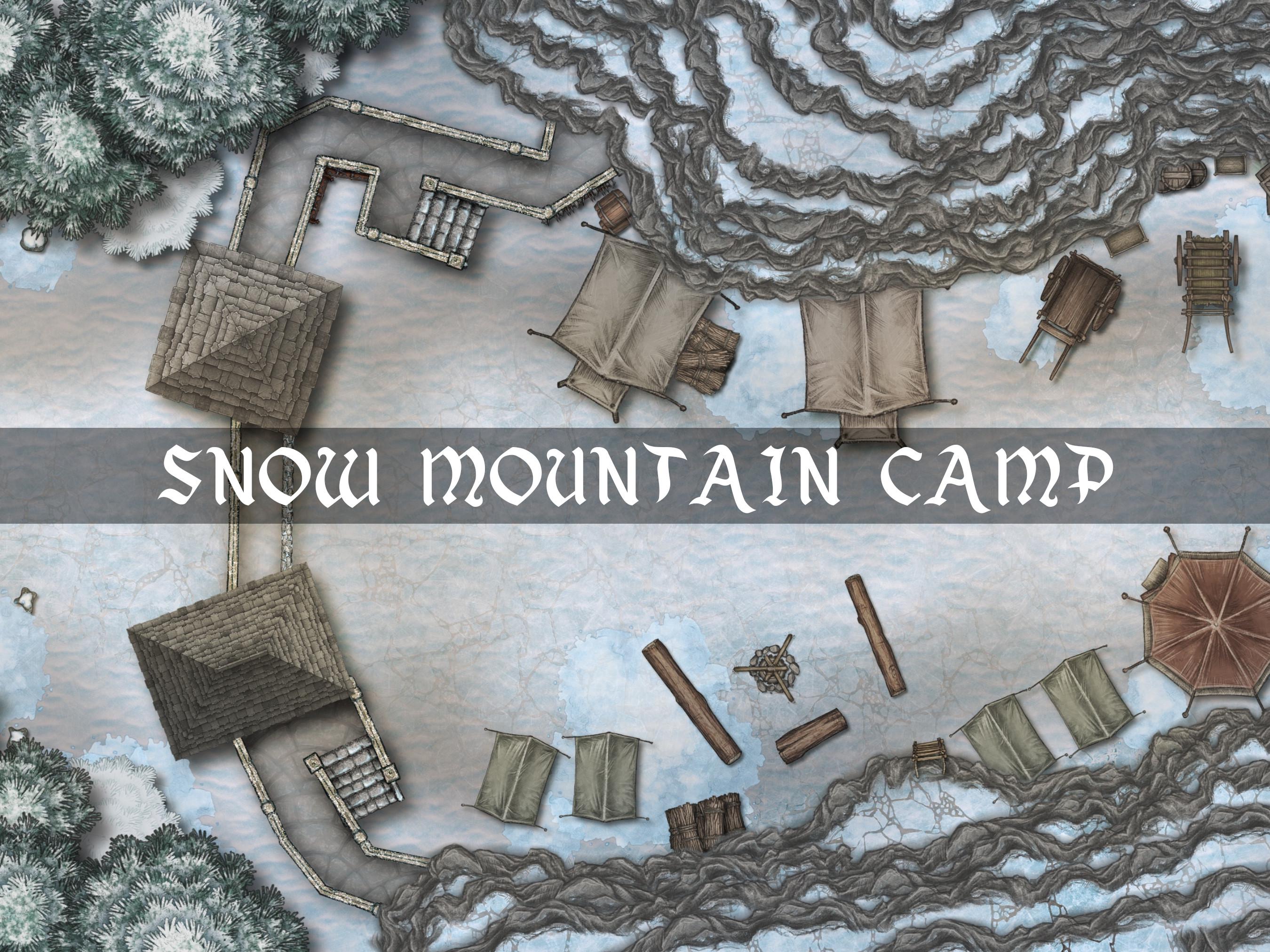 Hand-made Fantasy RPG Map for Dnd Snowy Mountain Camp Theme for Epic ...