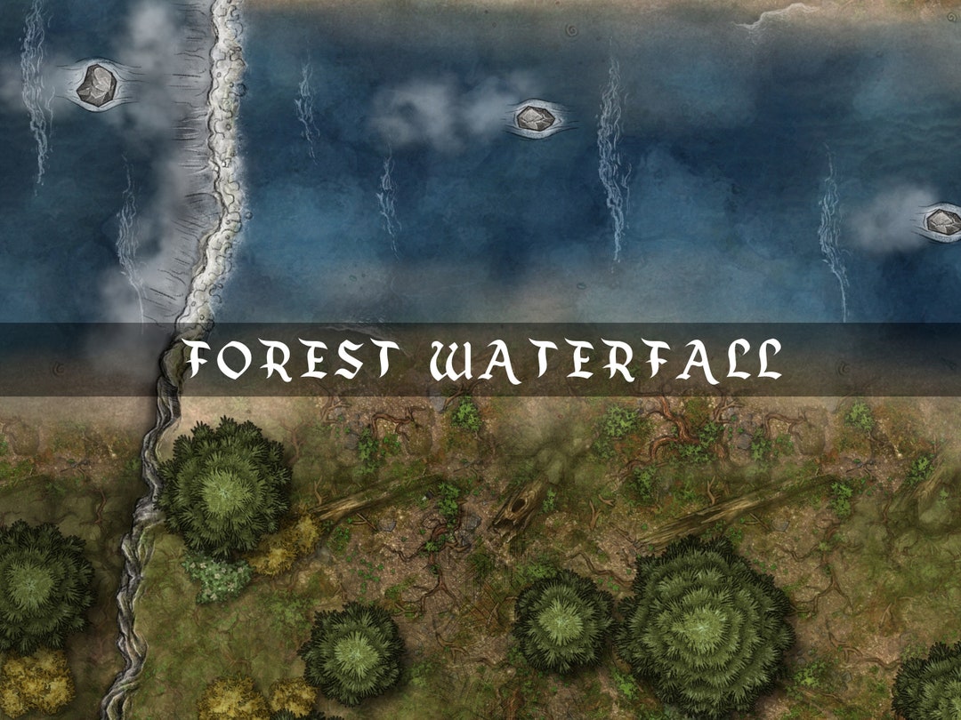 Forest Waterfall Battlemap - Dnd Battle Map, VTT, D&D, 5e, Roll20 ...