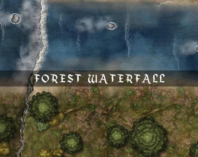 Forest Waterfall Battlemap - Dnd Battle Map, VTT, D&D, 5e, Roll20 ...