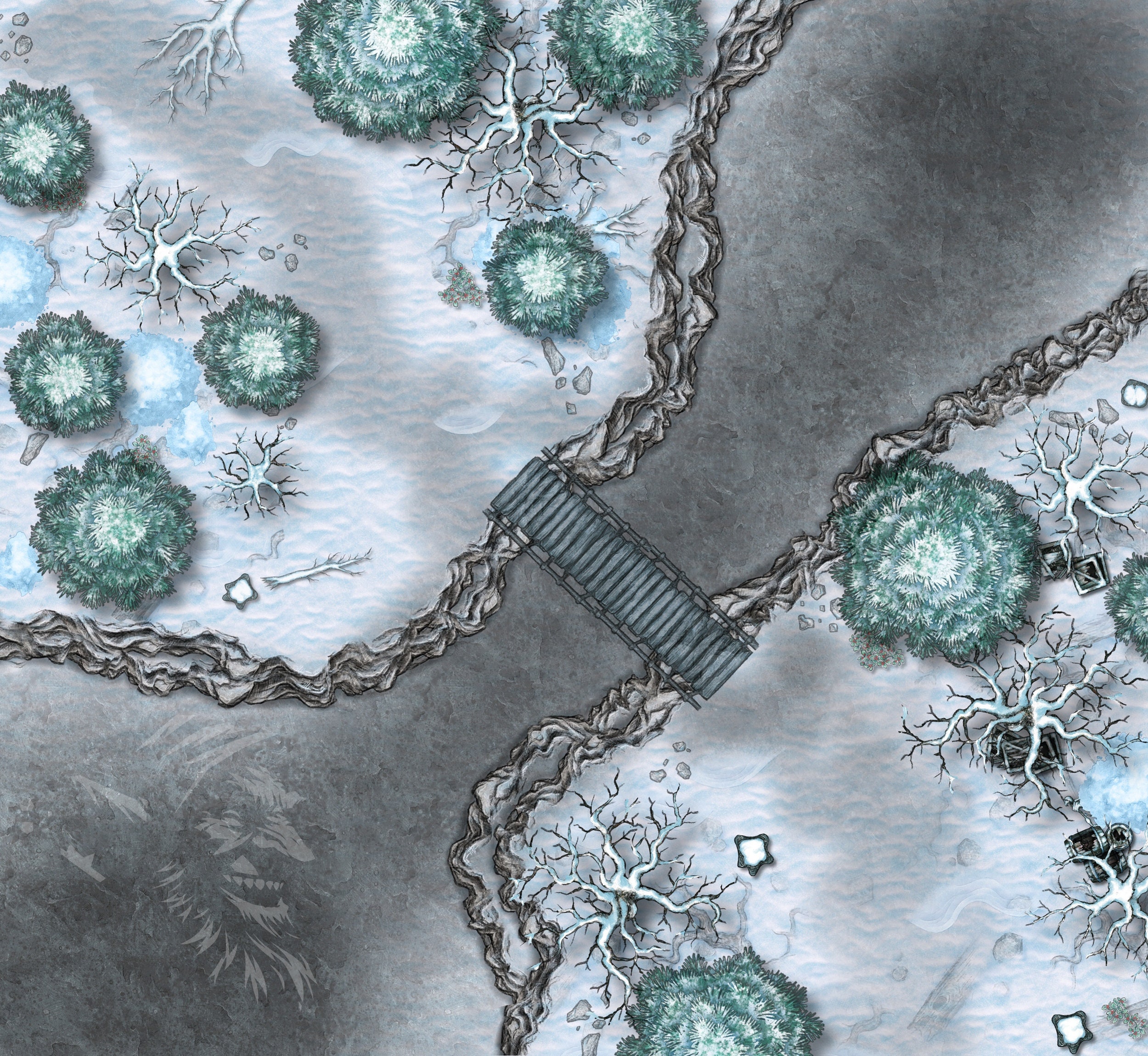 Snow Bridge Battlemap - Dnd Battle Map, VTT, D&D, 5e, Roll20, Foundry ...