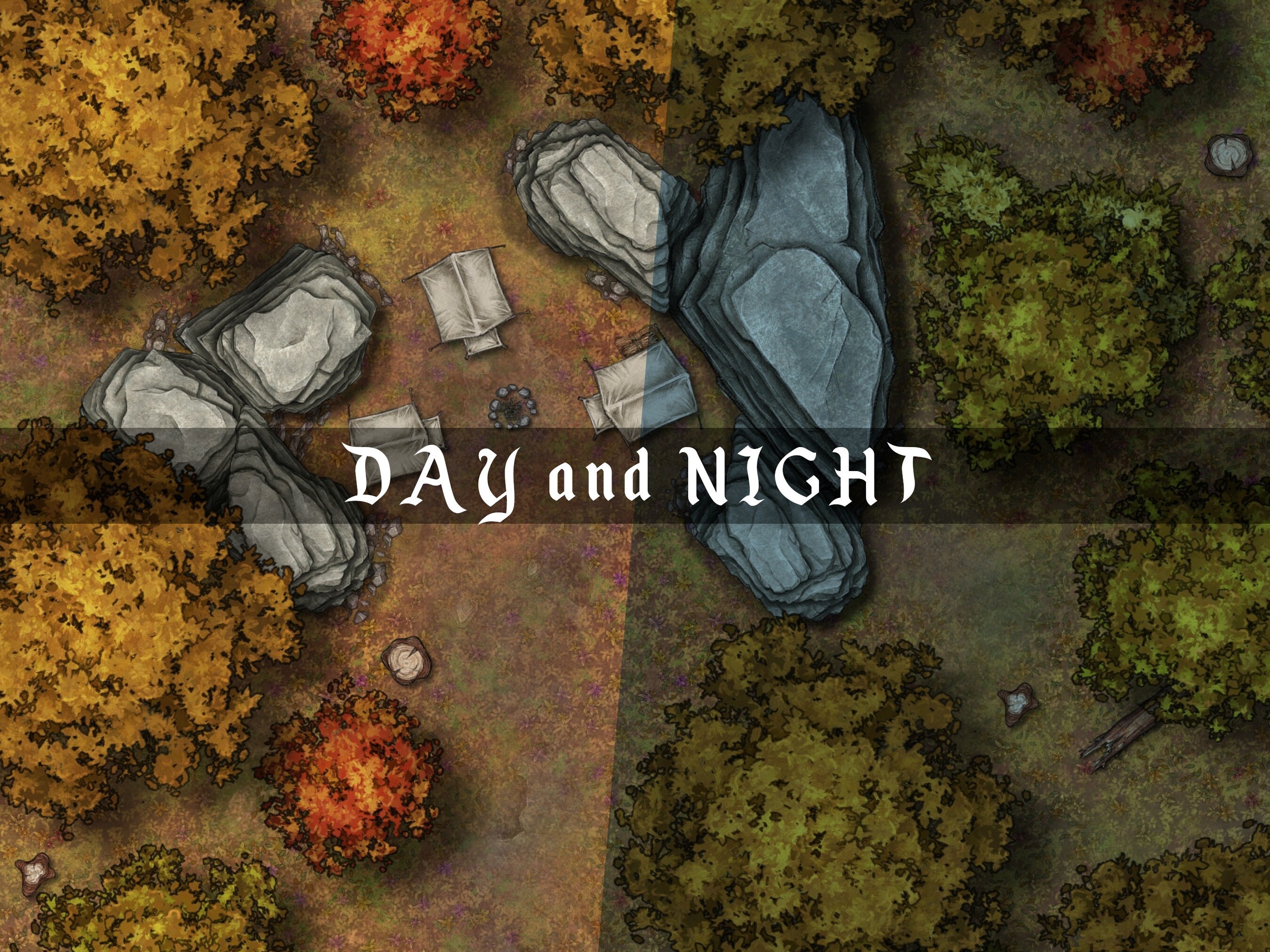 Autumn Forest Camp Battlemap - Dnd Battle Map, VTT, D&D, 5e, Roll20 ...