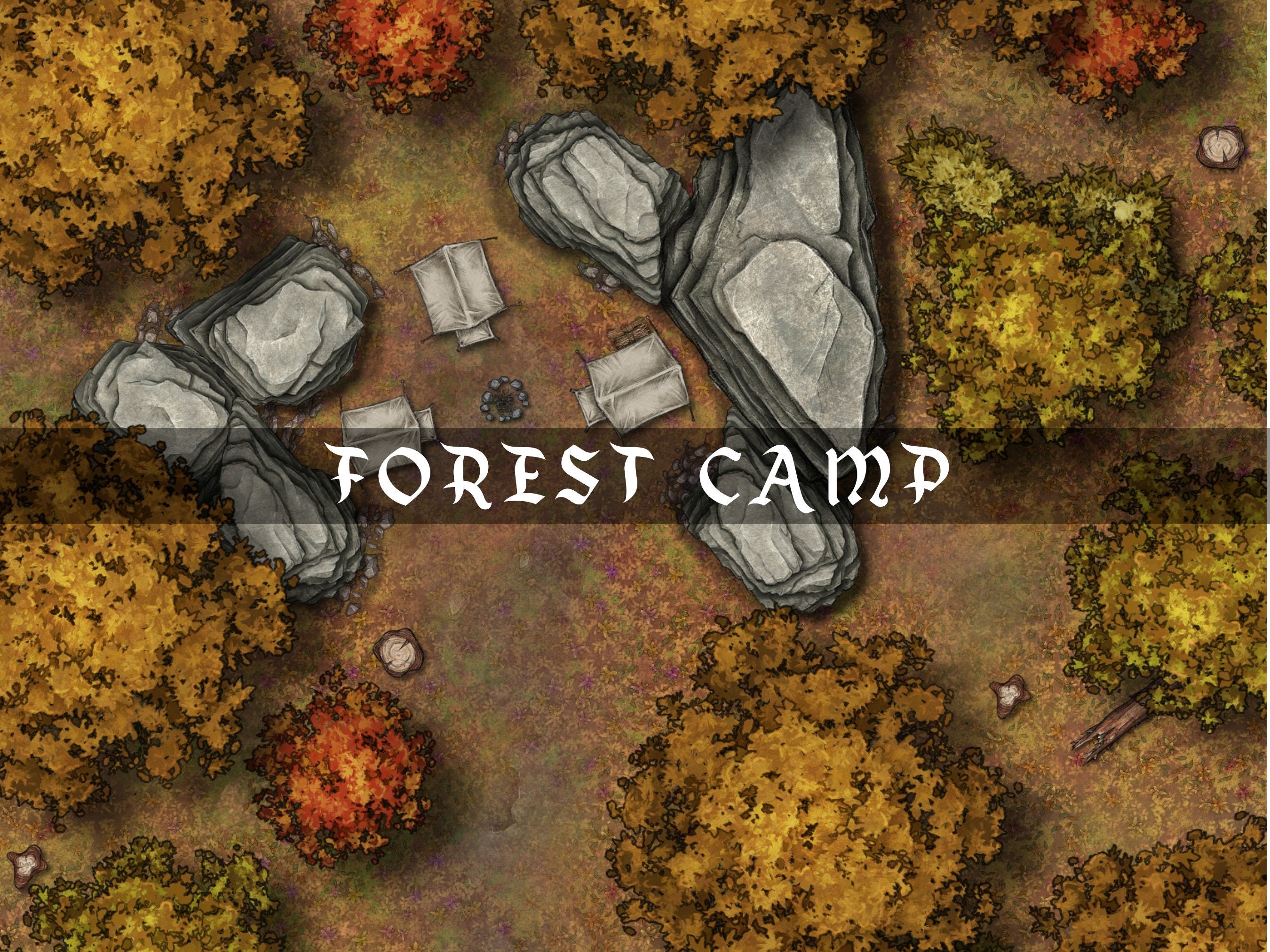 Autumn Forest Camp Battlemap - Dnd Battle Map, VTT, D&D, 5e, Roll20 ...