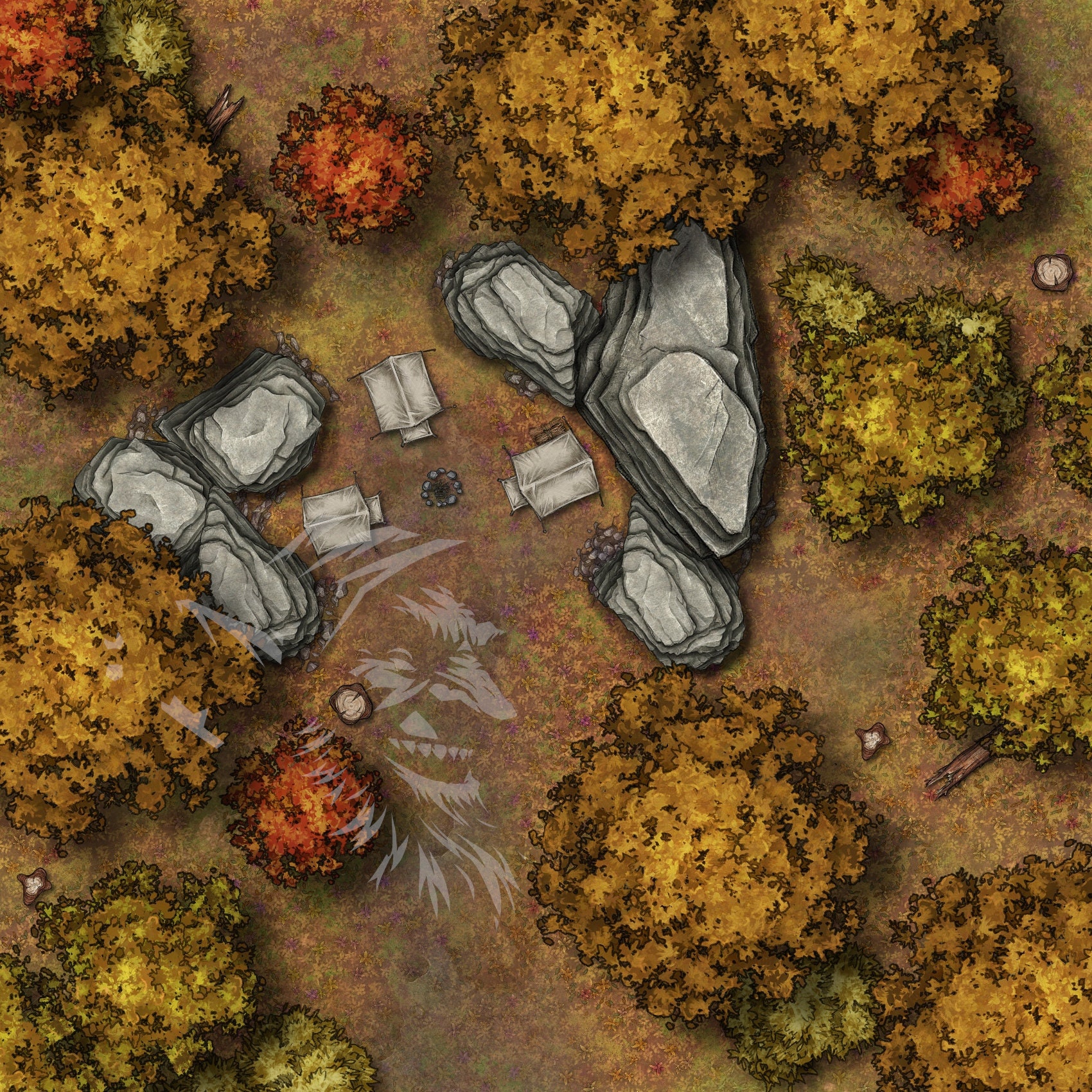 Autumn Forest Camp Battlemap - Dnd Battle Map, VTT, D&D, 5e, Roll20 ...