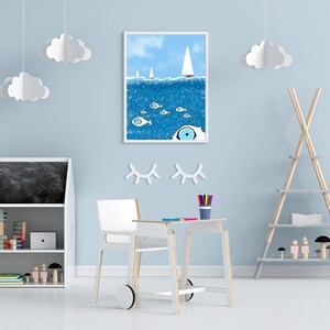 Nazar Sailboat Fish Boho Childrens Room Decor Printable, Nazar Playroom ...