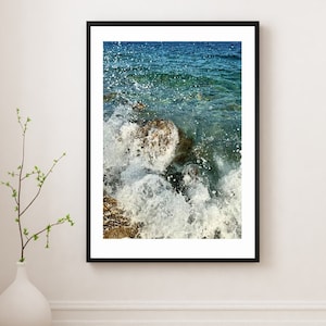 Printable Ocean Wave Photography, Boho Ocean Wall Art Print, Printable ...