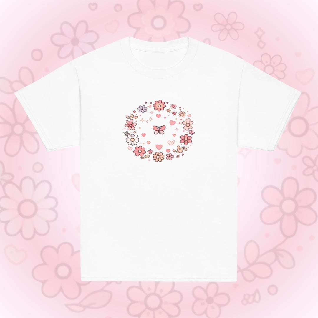 Cute Baby Tee Kawaii Butterflies Hearts Flowers Cutecore Y2k Aesthetic ...