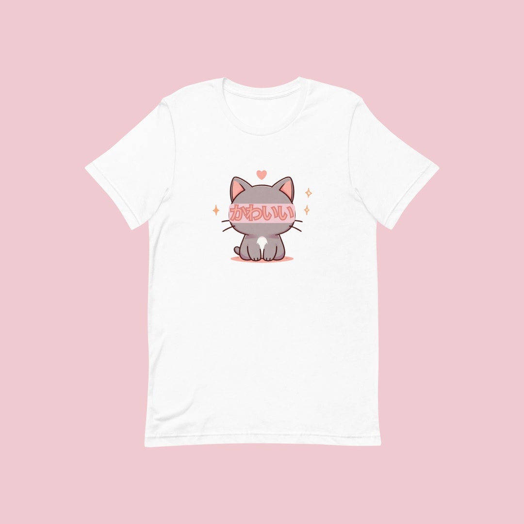 Cute Cat T-shirt Cutecore Japanese Writing Kawaii Kitten Text Pink - Etsy