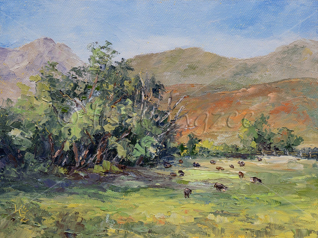 NORTH FIELDS Heber Valley Utah Original 6x8 Palette Knife Oil Painting ...